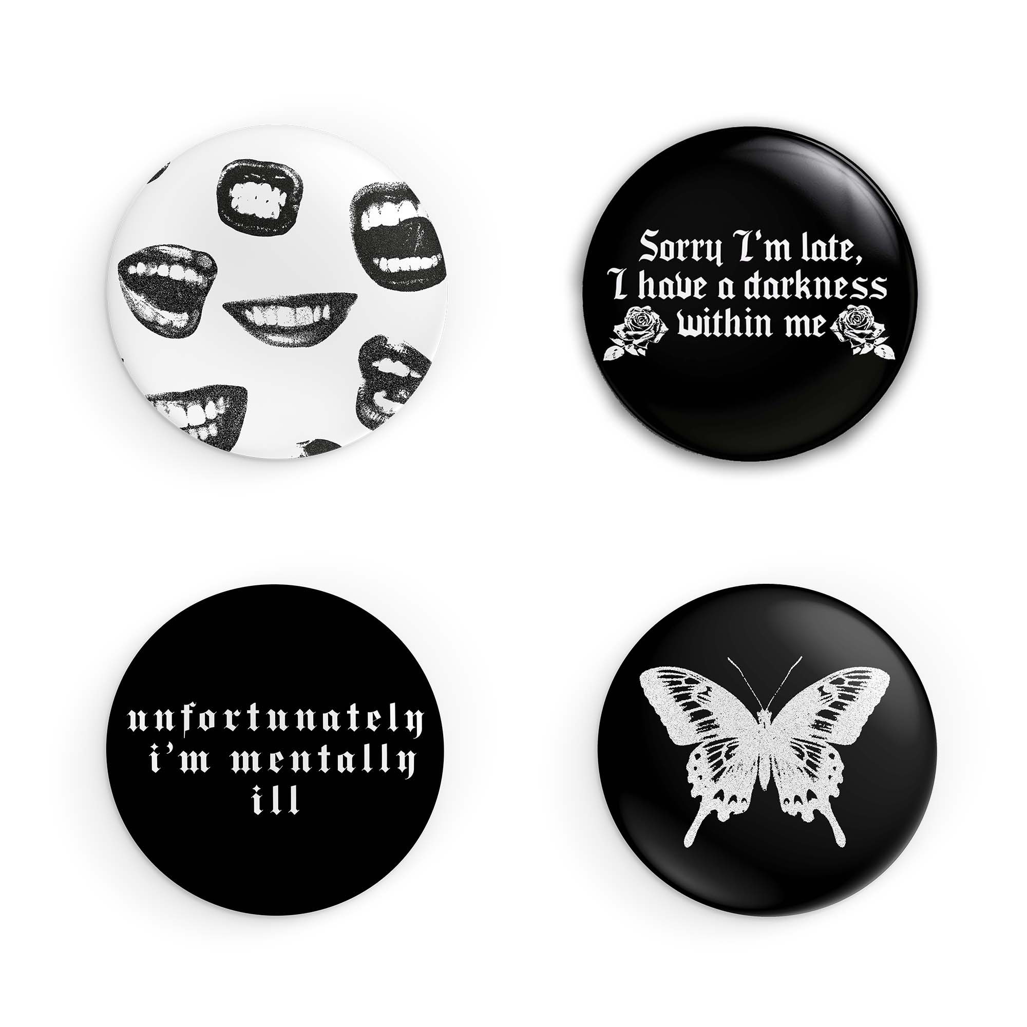 Darkness Within Me Collector Button Pack (4-Pack) – The Funnel Cake Tree