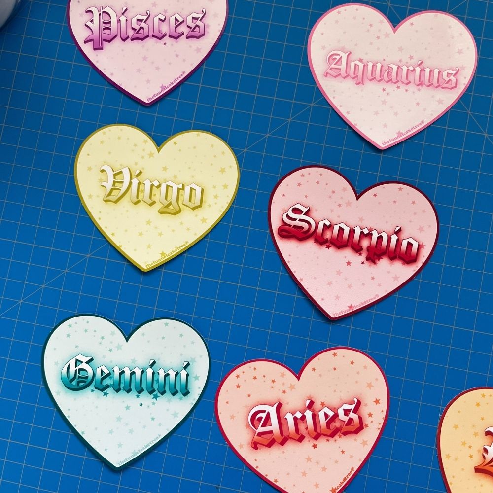 Zodiac Heart Oversized Sticker 😍 – The Funnel Cake Tree